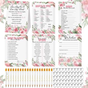 ctosree bridal shower games set put a ring on it bridal shower game with 50 fake rings and 200 wedding games cards with 20 pencils bachelorette party games bridal shower favors decorations for guests