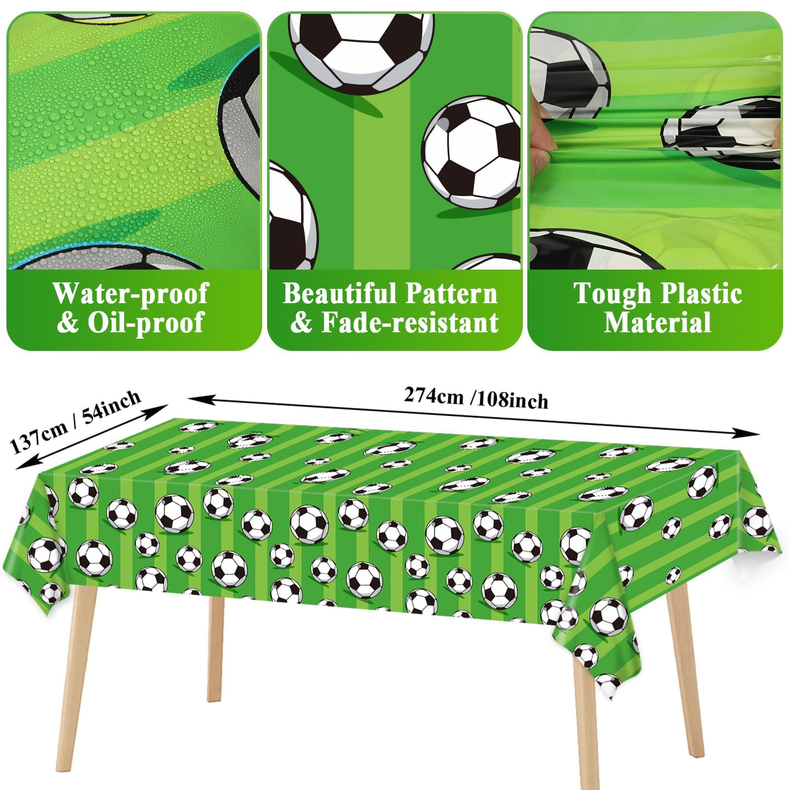 Soccer Party Supplies Serves 24 Soccer Party Paper Plates Napkins Soccer Disposable Tablecloth Set Tableware Kit for Birthday Party Boys Girls Baby Shower