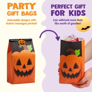 JOYIN 72PCS Halloween Treat Bags, 6 Styles Trick or Treat Paper Bags with Stickers, Halloween Goodie Bags for Kids, Halloween Candy Bags, Halloween Party Favors Decorations