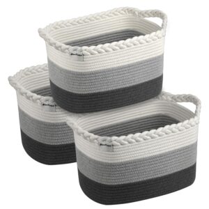 aivatoba 3 pack storage basket: toy basket cotton rope basket with handles - decorative basket for clothes, blankets, toys, books（ 13.4” x 8” x 9” ）