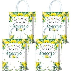 16 pieces she found her main squeeze bridal shower party favors bags,lemon citrus goody gift snacks treat candy party favors bags with handles for lemon theme bridal shower party decorations