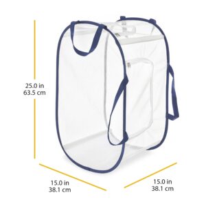 Whitmor Blue/White Fabric Collapsible Hamper