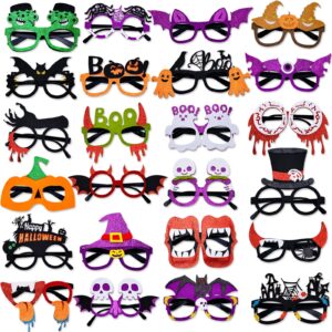 garma 24 pcs halloween glasses for kids, halloween party favors plastic party glasses, glitter eyeglasses halloween photo booth props, halloween decorations with pumpkin, spider, ghost novelty eyewear