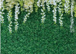 chaiya 8x6ft greenery backdrop with flowers green leaf white flower photo backdrops bridal shower backdrop for wedding backdrops reception ceremony birthday party decoration cy273