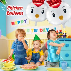 Libima 12 Pcs Chicken Balloons Aluminum Film Farm Animal Decorations Balloons Birthday Party Supplies BBQ Party Decorations Baby Shower Supplies Family Photo Booth Courtyard Decor (Cute Style)