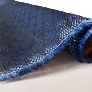 KARBXON - 4 in x 5 ft – Beehive Weave - Carbon Fiber Aramid Fabric - Blue - 3K - 240g/meter - Beehive Weave 4” Wide Hemmed Fabric for Repair, DIY Projects (5, Ft)