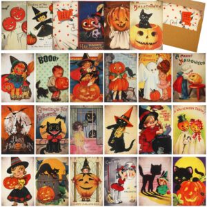 yinder 24 pcs halloween vintage cards with 24 pcs envelopes 4.1 x 6.1 inches retro greeting card funny halloween postcards assorted happy fall note cards for classroom home business office supplies