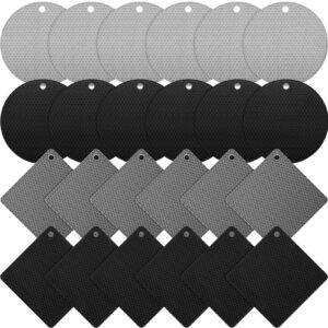 dandat 24 pcs silicone trivets for hot dishes non slip hot pads for kitchen multipurpose pot holders for kitchen easy to wash heat resistant mat for countertops table, gray and black, square and round