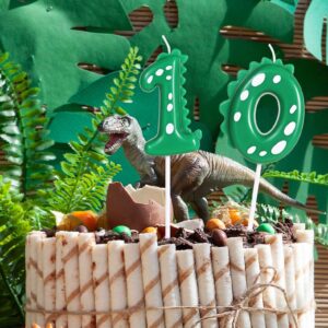 3rd Birthday Candles, Number 3 Candle, Dinosaur Party Decorations for Birthday, Green Happy Birthday Candle for Cake, Handmade Numeral Candle Dino Theme Cake Topper Anniversary Party Decor