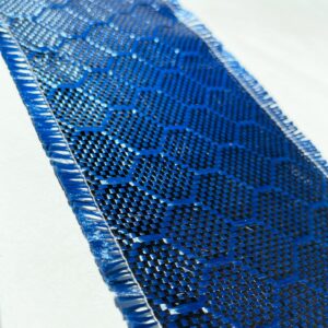 KARBXON - 4 in x 5 ft – Beehive Weave - Carbon Fiber Aramid Fabric - Blue - 3K - 240g/meter - Beehive Weave 4” Wide Hemmed Fabric for Repair, DIY Projects (5, Ft)