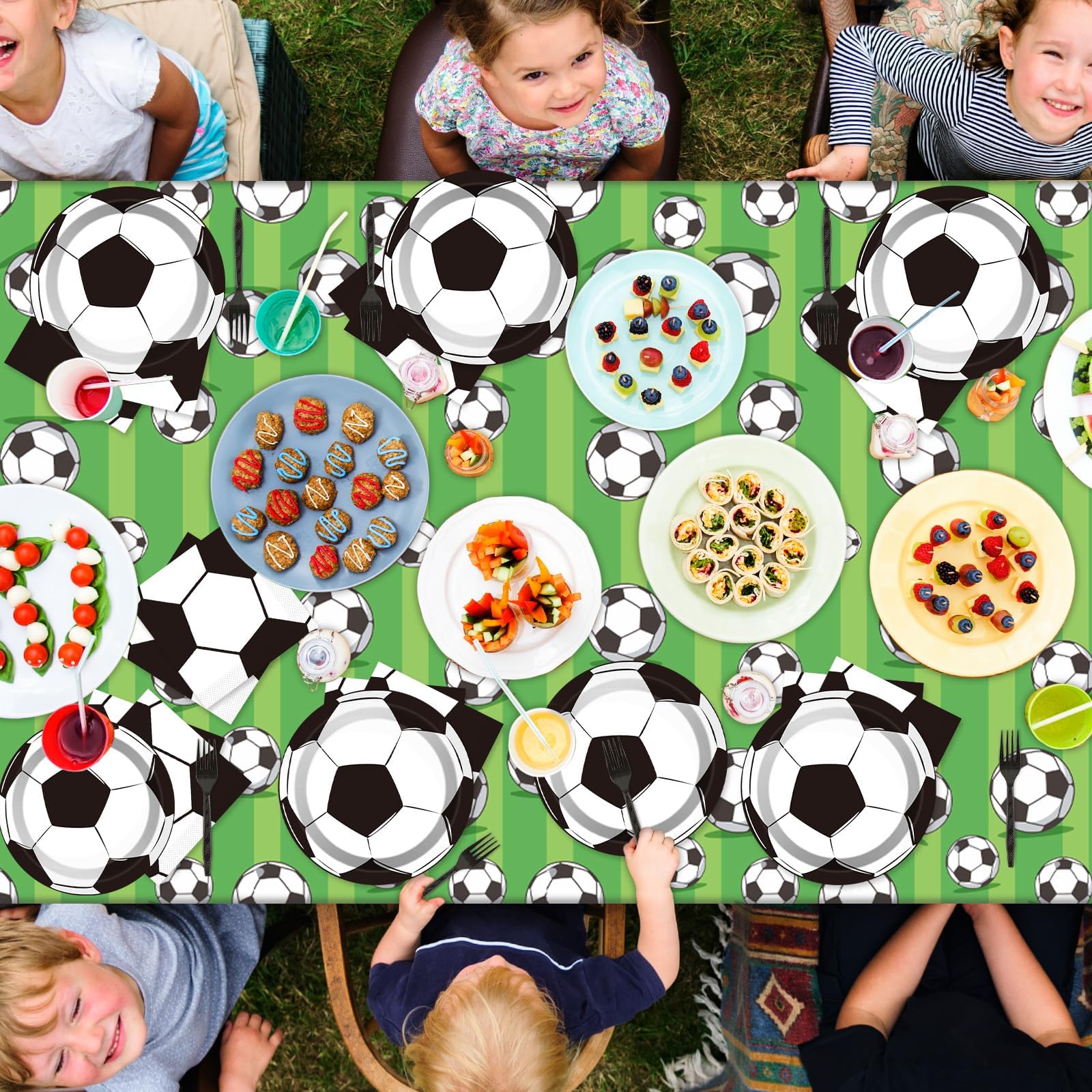 Soccer Party Supplies Serves 24 Soccer Party Paper Plates Napkins Soccer Disposable Tablecloth Set Tableware Kit for Birthday Party Boys Girls Baby Shower