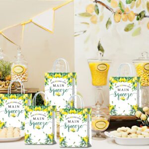 16 Pieces She Found Her Main Squeeze Bridal Shower Party Favors Bags,Lemon Citrus Goody Gift Snacks Treat Candy Party Favors Bags with Handles for Lemon Theme Bridal Shower Party Decorations