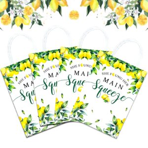 16 Pieces She Found Her Main Squeeze Bridal Shower Party Favors Bags,Lemon Citrus Goody Gift Snacks Treat Candy Party Favors Bags with Handles for Lemon Theme Bridal Shower Party Decorations