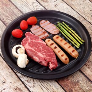 GREATUS Korean Dojagi Grill Pan 13 Inches, Stoneware Ceramic Griddle Indoor Outdoor Stovetop Nonstick BBQ Oven Dishwasher safe PTFE PFOA free