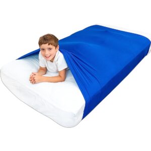 kawaai sensory compression bed sheet deep relaxing feeling helps with spd, anxiety, adhd, autism breathable, cool and comfortable sleeping bedding (color : blue, size : toddler size 69x132cm)