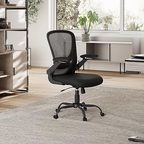 EUREKA ERGONOMIC Mesh Office Chair, Ergonomic Desk Chair with Adjustable Lumbar Support, Chair for Desk - Flip-Up Armrests, Breathable Computer Desk Chair with Wheels, Work Chair - BIFMA Passed(Black)