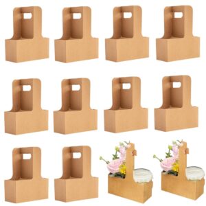 enorteen 25 pcs kraft paper flower gift bags handle bouquet bags coffee drink carrier bags floral gift bags for thanksgiving birthday wedding party favors