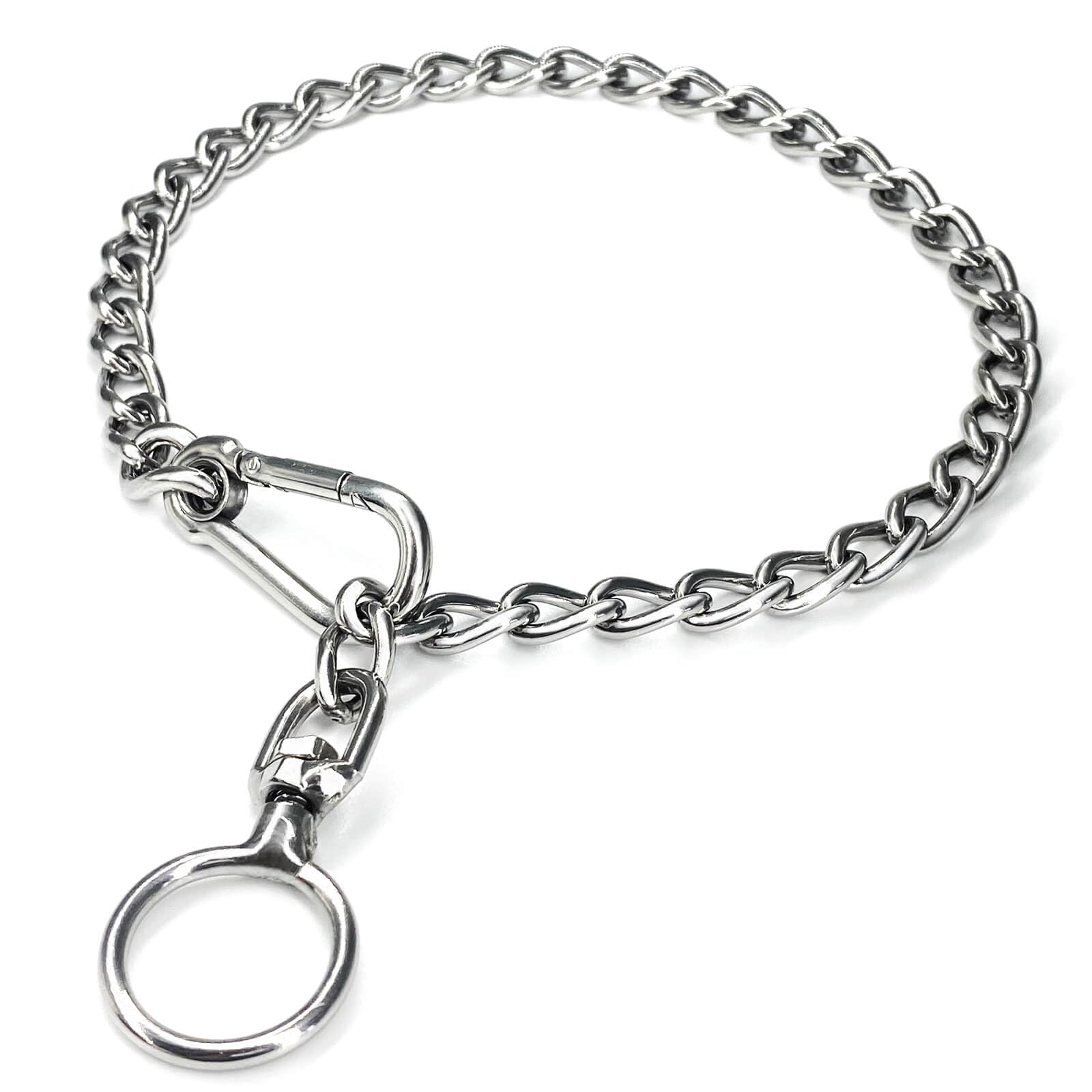 Dog Chain Collars 304 Stainless Steel Metal Chew Proof Dog Necklace Anti Winding Dog Leash Extension Lead for Small Medium Large Dogs Training and Walking. (Small：18in x 2.5mm(Neck max 16in))