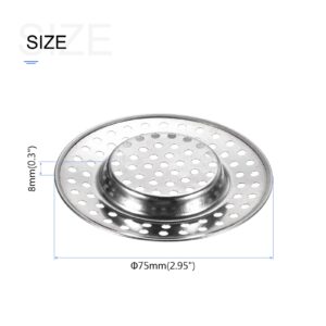 METALLIXITY Kitchen Bathroom Sink Strainer(2.95" x 0.3"), Bathtub Hair Catcher Stainless Steel Sink Drain Strainer for Bathroom, Lavatory, Balcony, Silver Tone