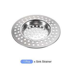 METALLIXITY Kitchen Bathroom Sink Strainer(2.95" x 0.3"), Bathtub Hair Catcher Stainless Steel Sink Drain Strainer for Bathroom, Lavatory, Balcony, Silver Tone