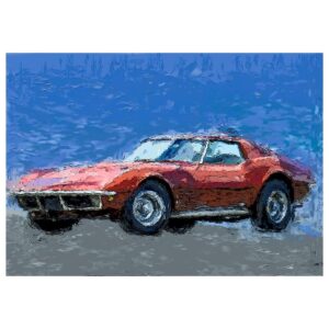 will davis studios classic stingray corvette digital painting fine art birthday greeting card inside reads: (happy birthday!)