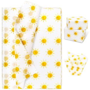 whaline 100 sheet boho sunshine tissue paper yellow sun gift wrapping paper first trip around the sun theme diy craft art paper for summer holiday party birthday decor supplies, 13.8 x 19.7 inch