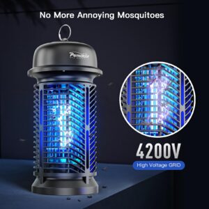 PEMATAR Bug Zapper Outdoor Electric, 4200V/20W High Power Voltage Mosquito Zapper, IPX4 Waterproof Fly Traps, Fly Zapper for Camping, Backyard, Patio and Garden