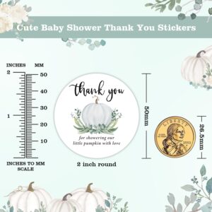 Quera 90 Little Pumpkin Baby Shower Thank You Stickers, Fall Baby Shower Party Favor Stickers,Fall Themed Baby Shower Favor Stickers 2inch（Green）