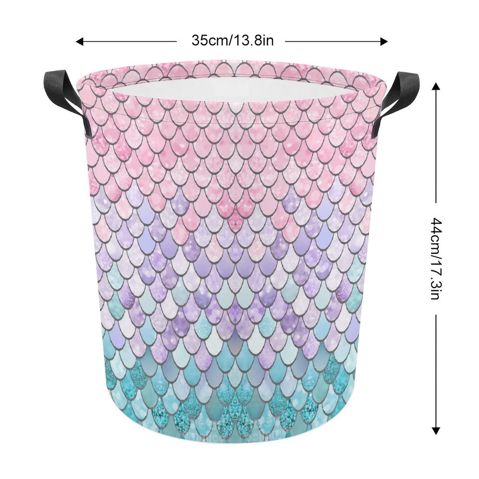 Lurhonp Collapsible Laundry Basket Mermaid Large Waterproof Laundry Bag Dirty Clothes Storage Basket Toys Organizer with Handles for Kids Room,Mermaid 02