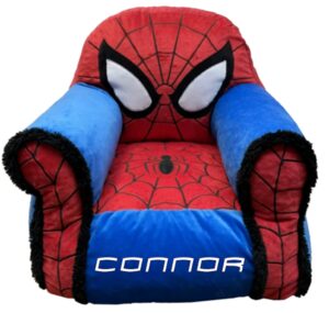 customized spider sherpa lined kids chair| man| superhero spidey plush memory foam chair| personalize with name