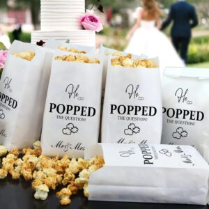 48Pcs He Popped the Question Popcorn Bags Engagement Bridal Shower Wedding Party Favors Popcorn Bags Wedding Bridal Shower Engaged Goody Snack Treat Bags Grease Resistant