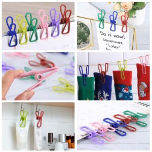 50pcs 2.2 Inches Colored Clothes Pins Waterproof Metal Chip Clips Steel Clip for Food Bag, Chips Bag, Paper