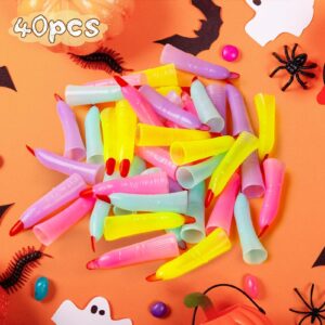 kockuu 40Pcs Witches Fingers Glow in the Dark Fake Monster Fingers for Kids Finger Reading Pointer Halloween Party Favors Witch Costume Accessories Fake Nails Trick or Treat Gifts