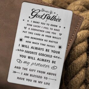 SOUSYOKYO Godfather Card from Godchild - Best Godfather Card from Goddaughter, Personalized Godfather Birthday Gifts for Men, God Father Christmas Wallet Card Present from Godchildren