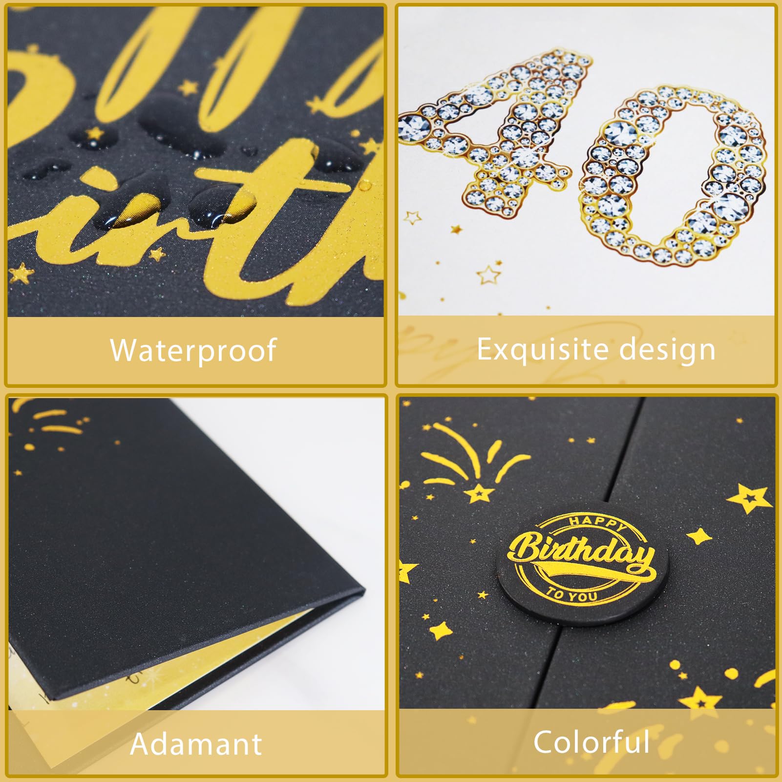 Crenics 40th Birthday Decorations Black and Gold, Creative 40th Birthday Guest Book Alternative, 40th Birthday Signature Book 18 x 12 inch, Great 40th Birthday Gifts for Men or Women