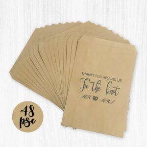 48Pcs Thanks for Helping Us Tie the Knot Pretzel Wedding Favor Bags,Tie the Knot Pretzel Favor Goody Snack Treat Grease Resistant Bags for Engagement Wedding Bridal Shower Party Decorations Supplies