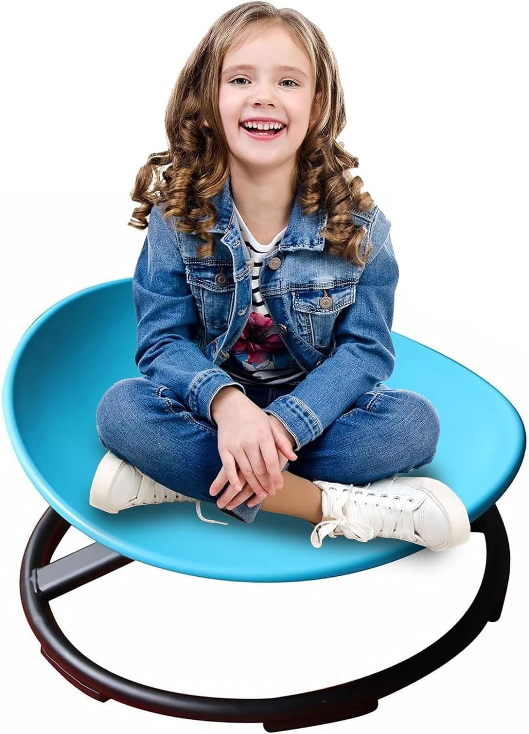 Autism Kids Swiel Chair,Sensory Toy Chair,Carousel Spin Sensory Chair for Kids,Training Body Coordination,Metal Base Non-Slip Sitting More Safer for Kids Ages 3-12 Play Blue