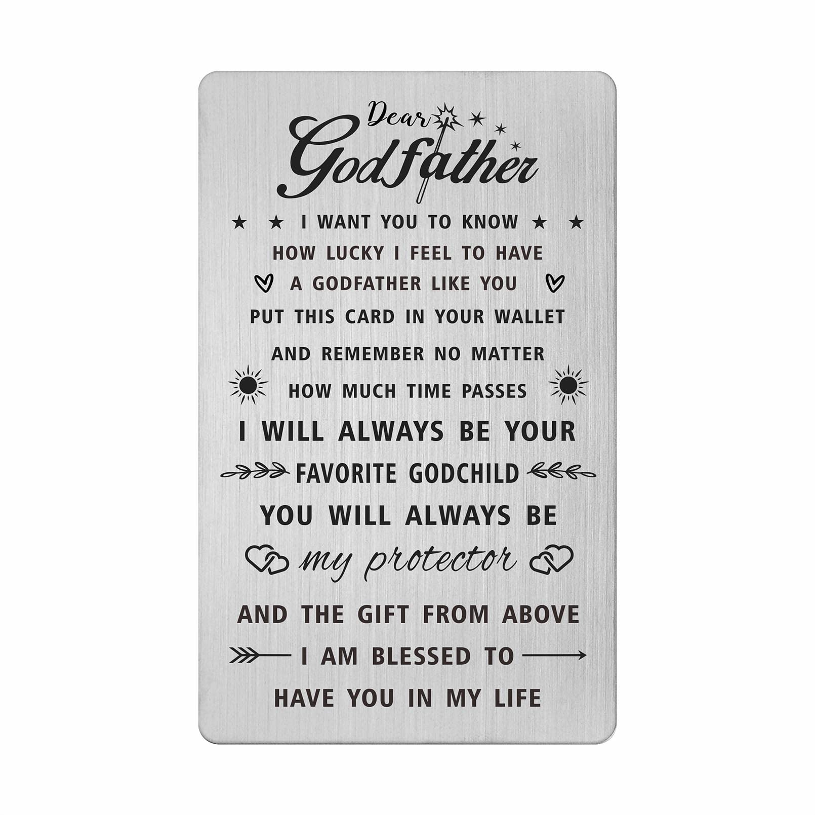 SOUSYOKYO Godfather Card from Godchild - Best Godfather Card from Goddaughter, Personalized Godfather Birthday Gifts for Men, God Father Christmas Wallet Card Present from Godchildren