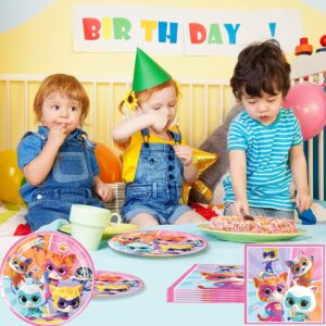 Super Kitties Party Supplies 40Pack include 20 plates, 20 napkins for the Super Kitties Birthday party Decoration