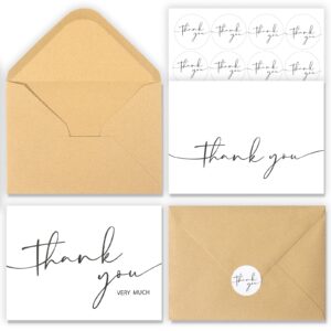 nescci 24 pcs thank you cards with envelopes,4x6 inch minimalistic design, thank you notes for wedding,bridal shower, business, baby shower, small business, funeral, graduation(white)