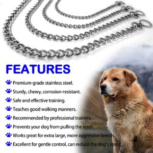 Dog Chain Collars 304 Stainless Steel Metal Chew Proof Dog Necklace Anti Winding Dog Leash Extension Lead for Small Medium Large Dogs Training and Walking. (Small：18in x 2.5mm(Neck max 16in))