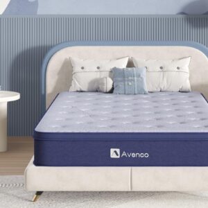 Avenco Twin XL Mattresses, Hybrid Mattress Twin XL, 10 Inch Twin XL Mattress Medium Firm for Pressure Relief and Sound Sleep, Wrapped Coils and CertiPUR-US Foam, Soft Breathable Fabric