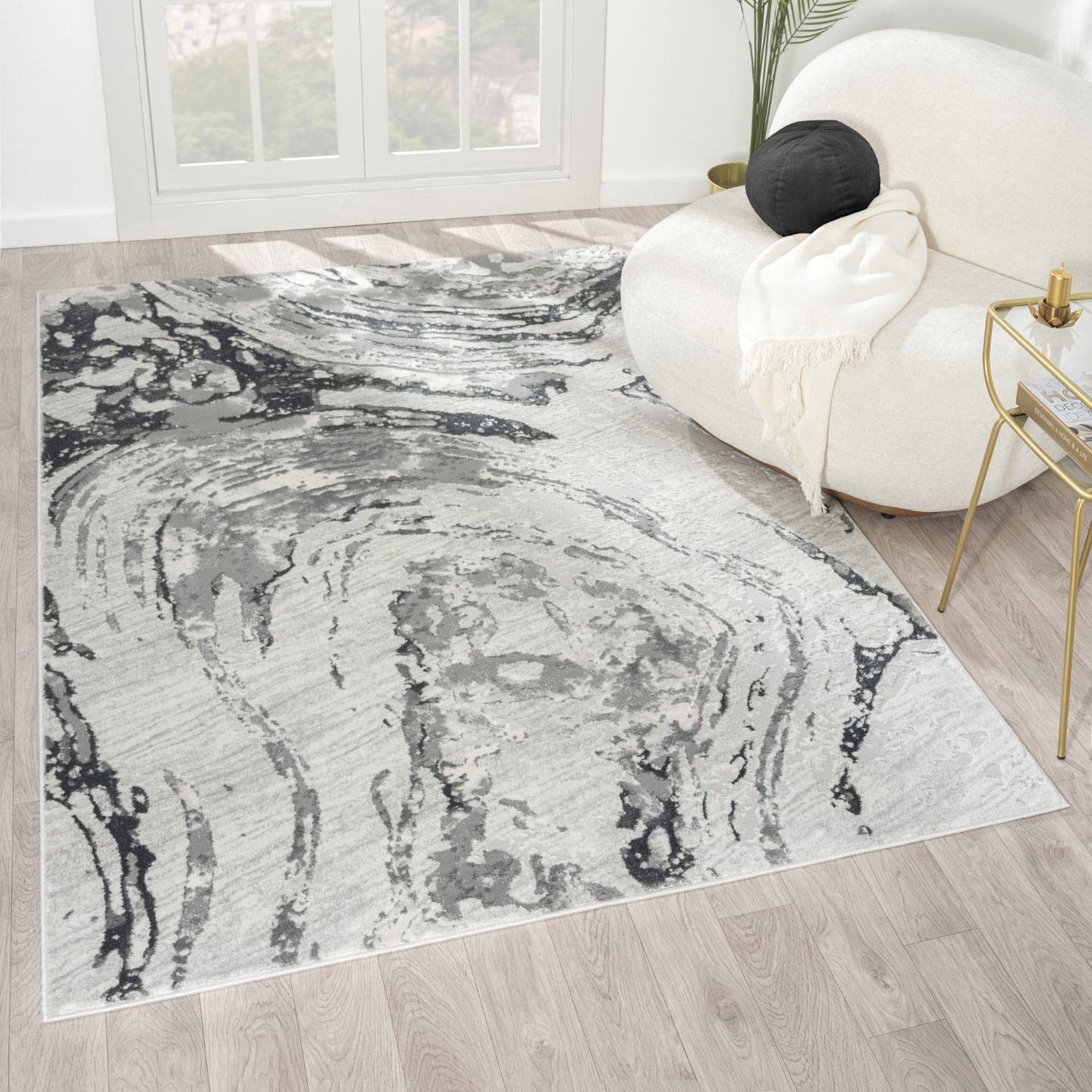 LUXE WEAVERS Marble Swirl Gray 6x9 Area Rug