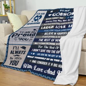 Godson Gifts from Godmother Godfather, to My Godson Throw Blankets Soft Fleece Flannel Birthday Graduation Christian Baptism Gifts for Boys, Best Godson Ever Gifts Ideas from Godparents, 50x60 Inch