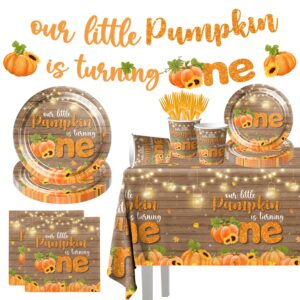 our little pumpkin is turning one decorations,142pcs 1st birthday pumpkin theme decorations fall little pumpkin first birthday theme party tableware for baby shower autumn thanksgiving supplies