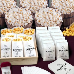 48Pcs He Popped the Question Popcorn Bags Engagement Bridal Shower Wedding Party Favors Popcorn Bags Wedding Bridal Shower Engaged Goody Snack Treat Bags Grease Resistant