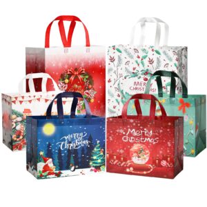 yangte christmas gift bags assorted sizes 12 pack - extra large and large gift bags for presents - holiday gift bags for marry christmas presents 4 extra large 15” and 4 large 12”