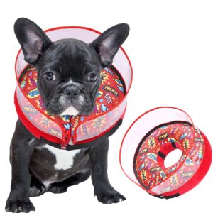 soft inflatable dog cone for small, medium and large dogs, cone for dogs alternative after surgery to stop licking and chewing, dog donut cone with extended anti licking baffle