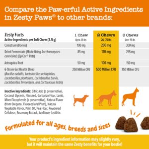 Zesty Paws Dog Allergy Relief - Dog Itching Skin Relief - Dog Probiotics for Itchy Skin and Itchy Ears - Dog Allergy Chews - Dog Itch Relief - Dog Skin Allergy Relief - Lamb - 50ct