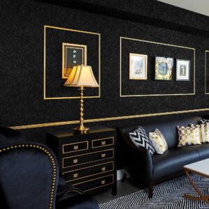 GloryTik Black Wallpaper Silk Peel and Stick Wallpaper Black Contact Paper 17.3"X78.7" Silk Textured Self Adhesive Removable Wallpaper Thicken Waterproof Wallpaper for Room Wall Cabinets Decoration